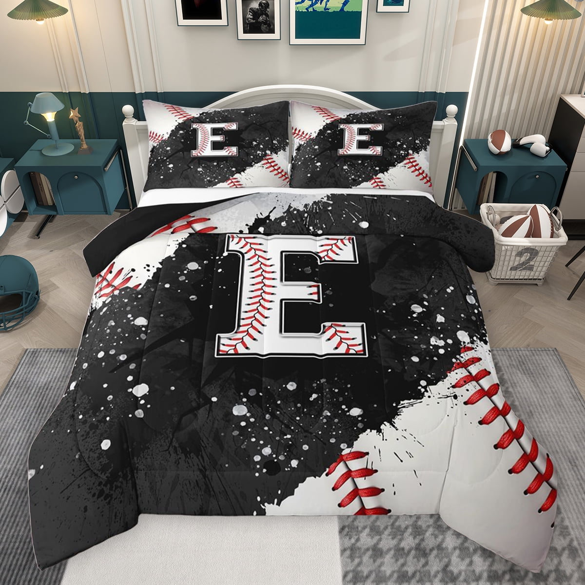 jejeloiu Baseball Game Full Size Comforter Sets,Ball Sport Lover ...