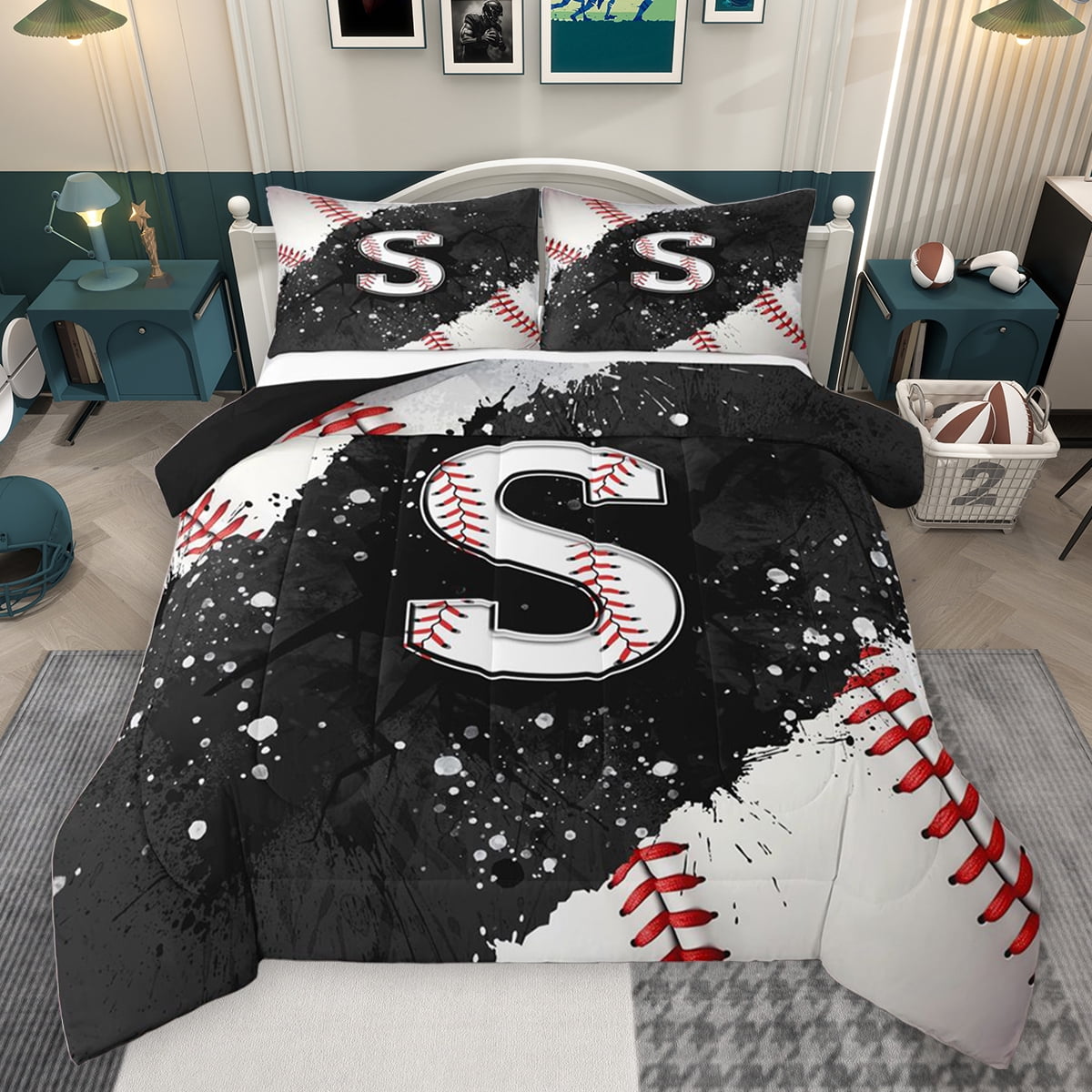 jejeloiu Baseball Game Full Size Comforter Sets,Ball Sport Lover ...