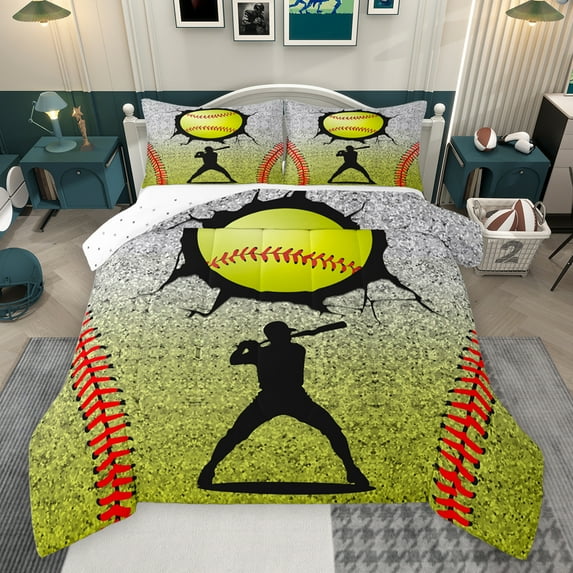 jejeloiu Baseball Game Full Size Comforter Sets,Kids Sport Gamer ...