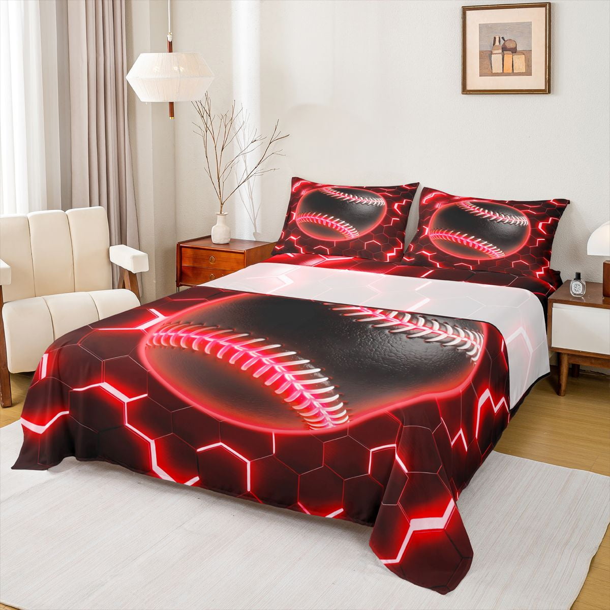 jejeloiu Baseball Game Gaming Twin Sheet Sets,Boys Ball Sport Bedding ...