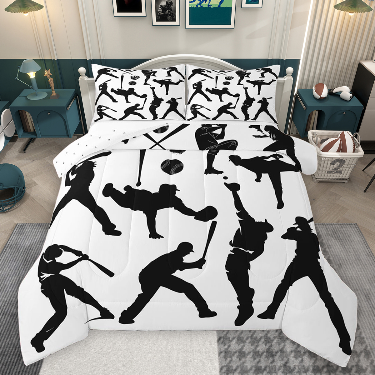 jejeloiu Baseball Gamer Game Bedding Comforter Set,Boys Ball Sports ...