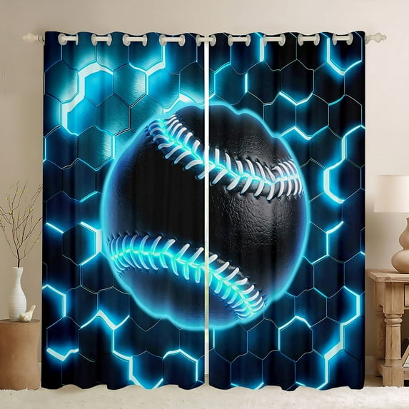 jejeloiu Baseball Sport Game Black Out Curtains,Abstract Geometric ...