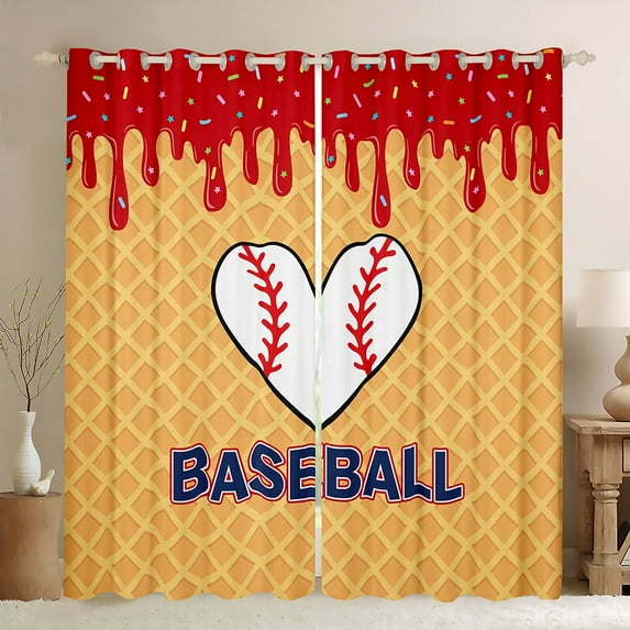 jejeloiu Baseball Sport Theme Black Out Curtains,Girls Ball Game ...