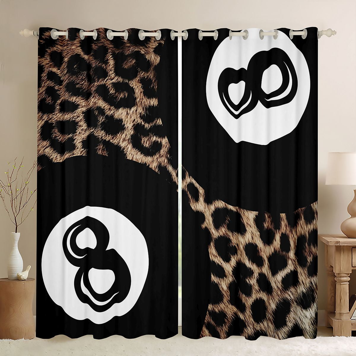 jejeloiu Billiard Game Black Out Curtains,Black White Brown Curtains ...