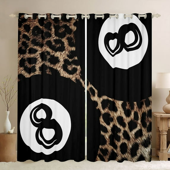 jejeloiu Billiard Game Black Out Curtains,Black White Brown Curtains ...