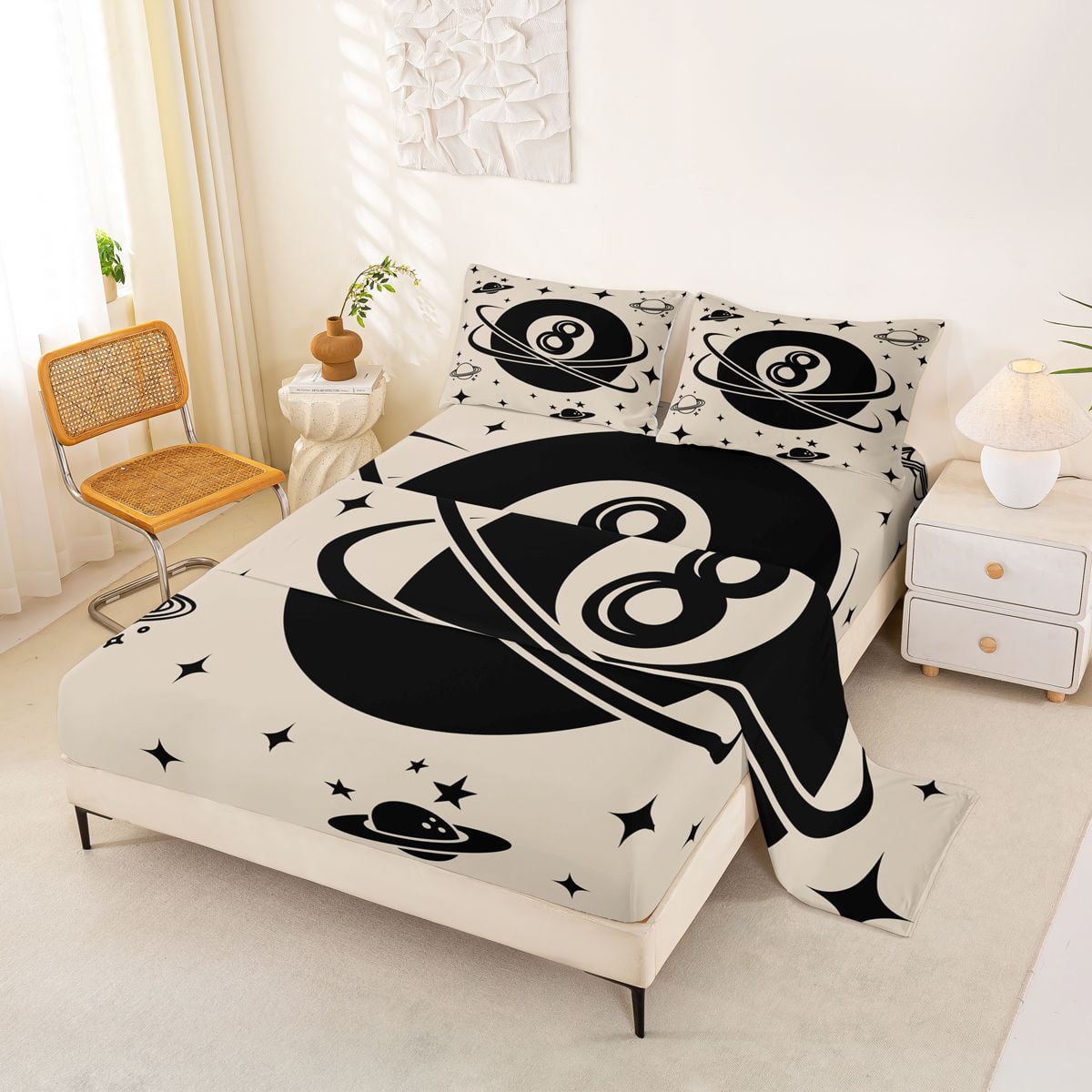 jejeloiu Billiards Sport Game Bed Sheets,Cartoon Planet Stars King ...