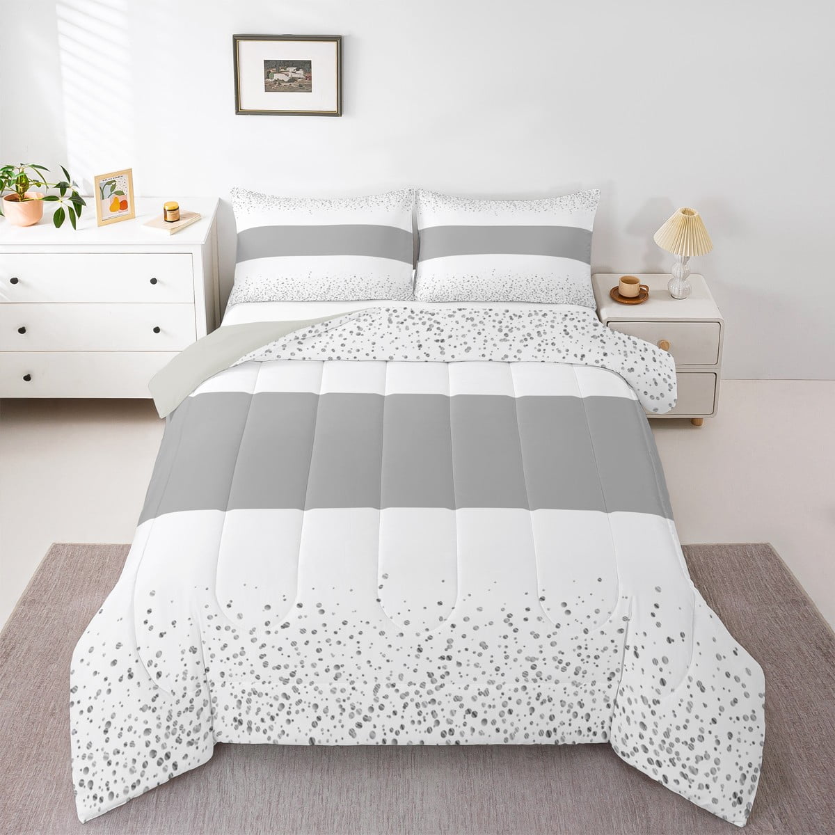 jejeloiu Bling Print Bedding Comforter Set,Abstract Geometry LinesTwin ...