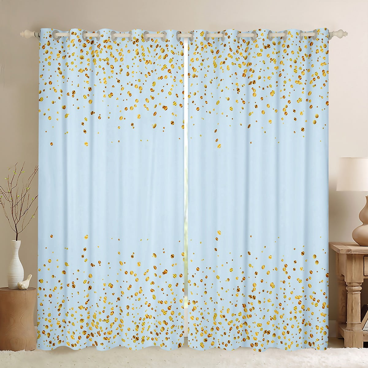 jejeloiu Bling Print Blackout Curtains,Luxury Texture Diamond Curtains ...