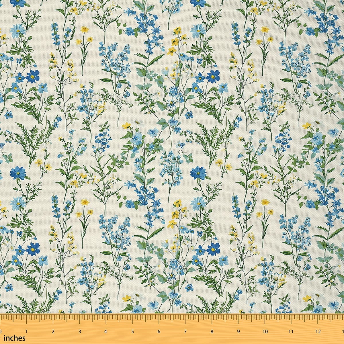 jejeloiu Blue Floral Fabric by the Yard 1 Yard, Spring Garden Flower ...