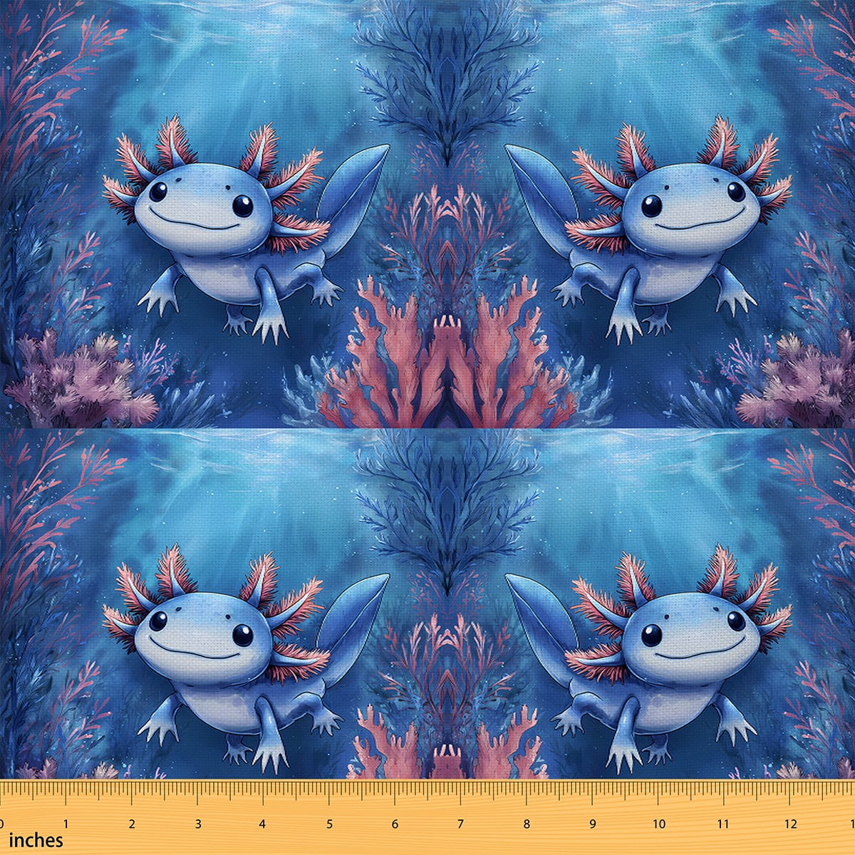 jejeloiu Blue Salamander Axolotl Fabric by the Yard 2 Yards,Magic Sea ...