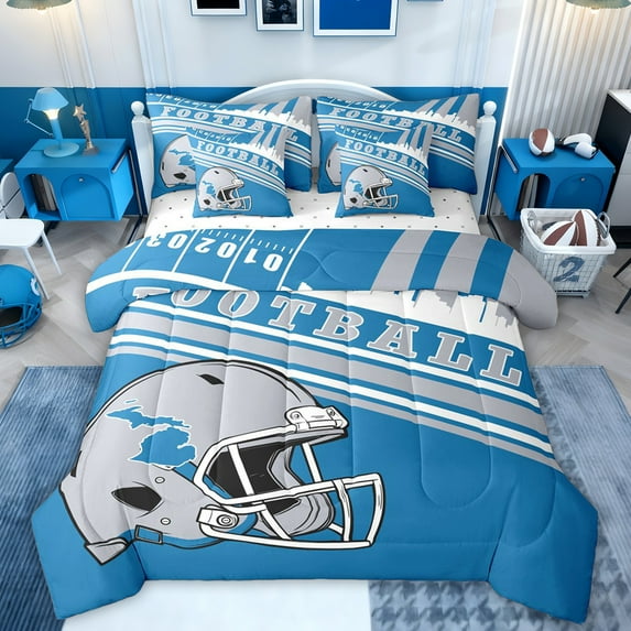 jejeloiu Boys Ball Sport 7 Pieces Bedding Comforter Set,Gray Rugby ...