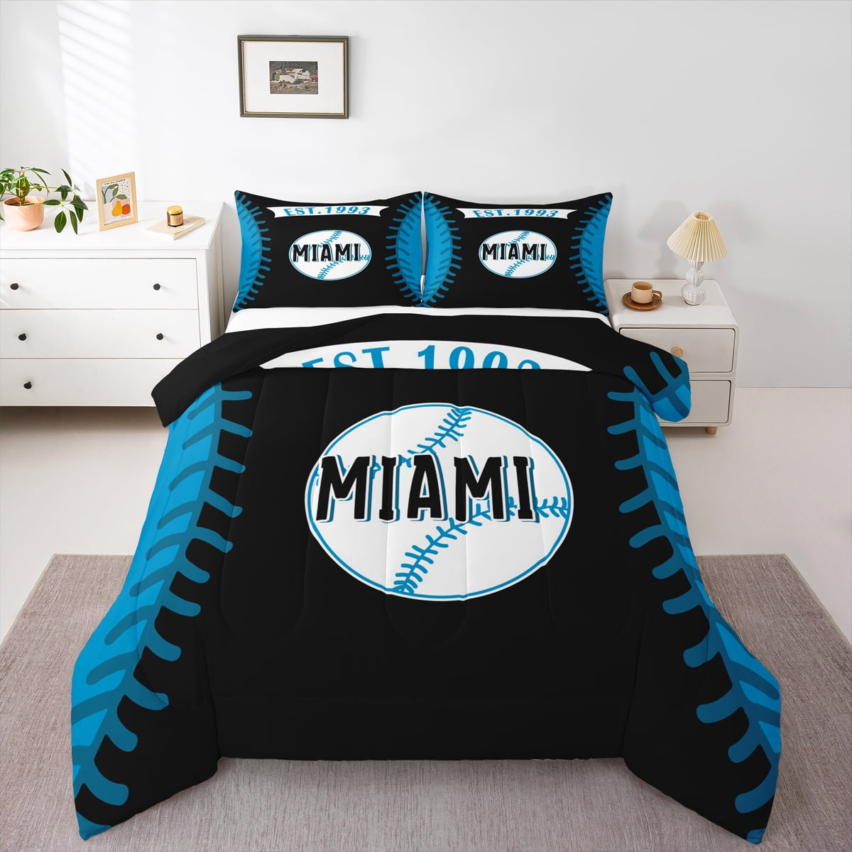 jejeloiu Boys Baseball Game Bedding Comforter Set,Minami City Twin ...