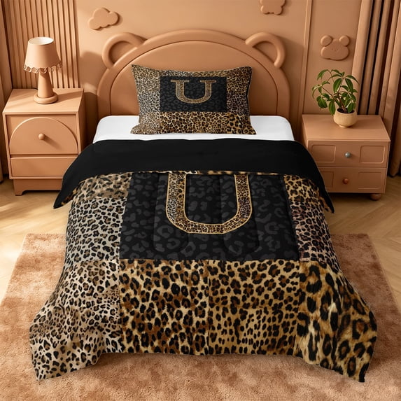 Catabedysis Brown Leopard Print Twin Comforter Sets For Girl,Chic ...