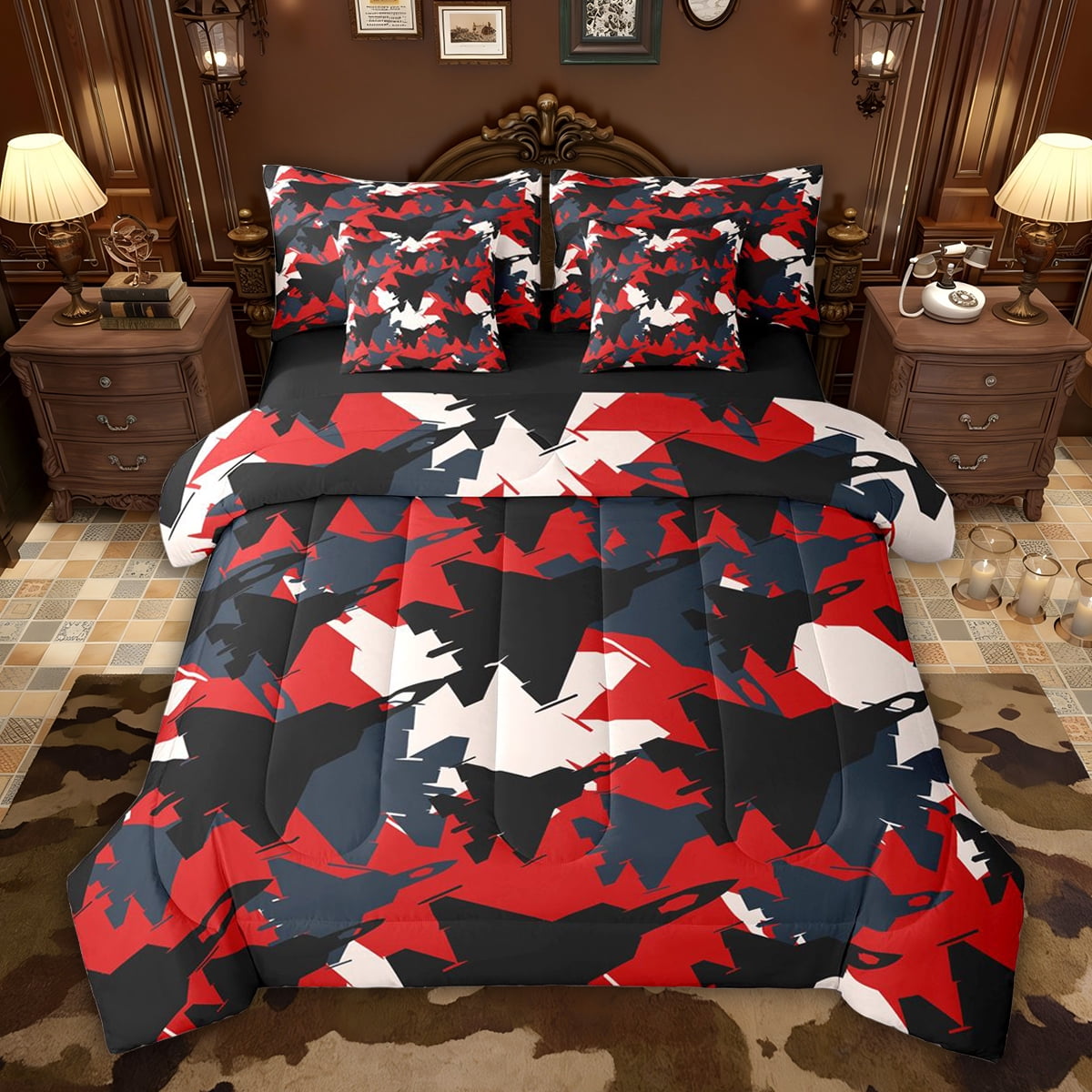 jejeloiu Camo Hunter 7pcs Bedding Comforter Set,Deepblue Cartoon ...