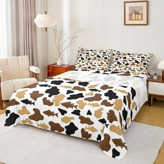 jejeloiu Camouflage Hunting Twin Sheet Sets,Cute Fish Fishing Bedding ...