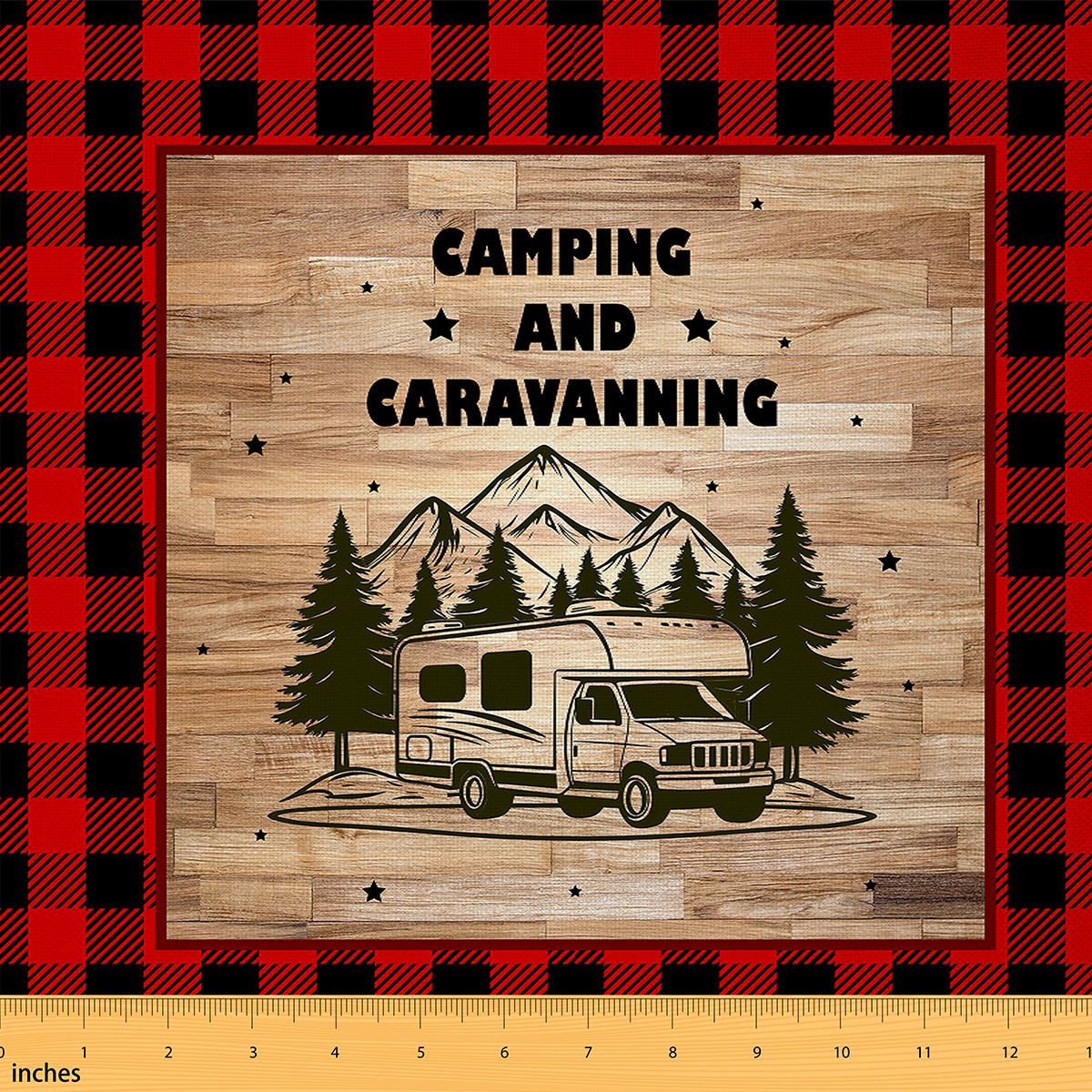 jejeloiu Camping Camper Fabric by the Yard 5 Yards, Caravanning RV ...