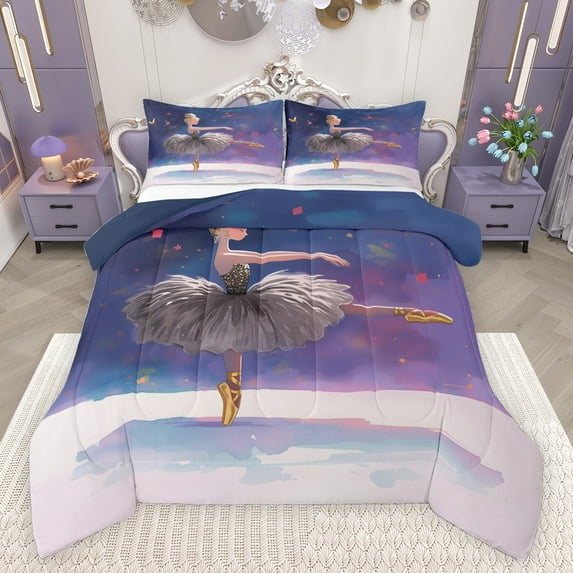 jejeloiu Cartoon Ballet Princess Full Size Comforter Sets,Watercolor ...