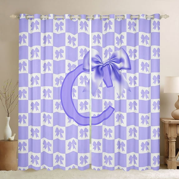 jejeloiu Cartoon Bow Knot Curtains Pack of 2 (42x84 Each),Purple Letter ...