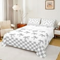 jejeloiu Cartoon Cute Bowknot Queen Sheet Sets,Gray White Buffalo Bed ...