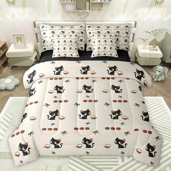 jejeloiu Cartoon Cute Kitten 7pcs Bedding Comforter Set,Sweet Dessert ...