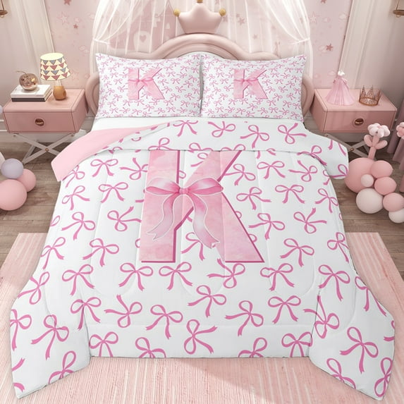 jejeloiu Cartoon Cute Queen Comforter Set,Letter K Monogrammed Bedding ...