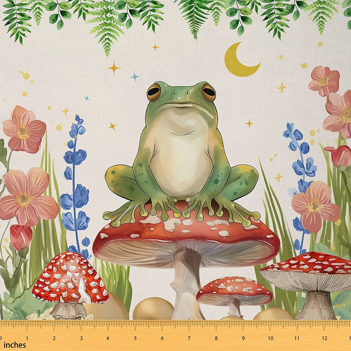 jejeloiu Cartoon Frogs Fabric by the Yard 10 Yards,Red Mushroom Room ...