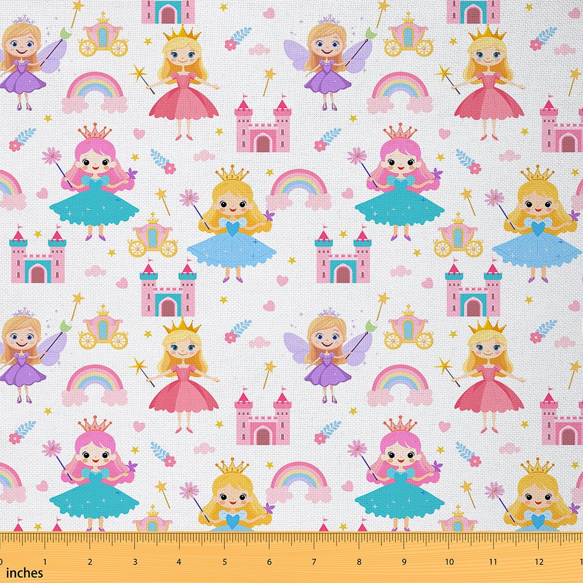 jejeloiu Cartoon Princess Fabric by the Yard 10 Yards,Fairy Tale Theme ...