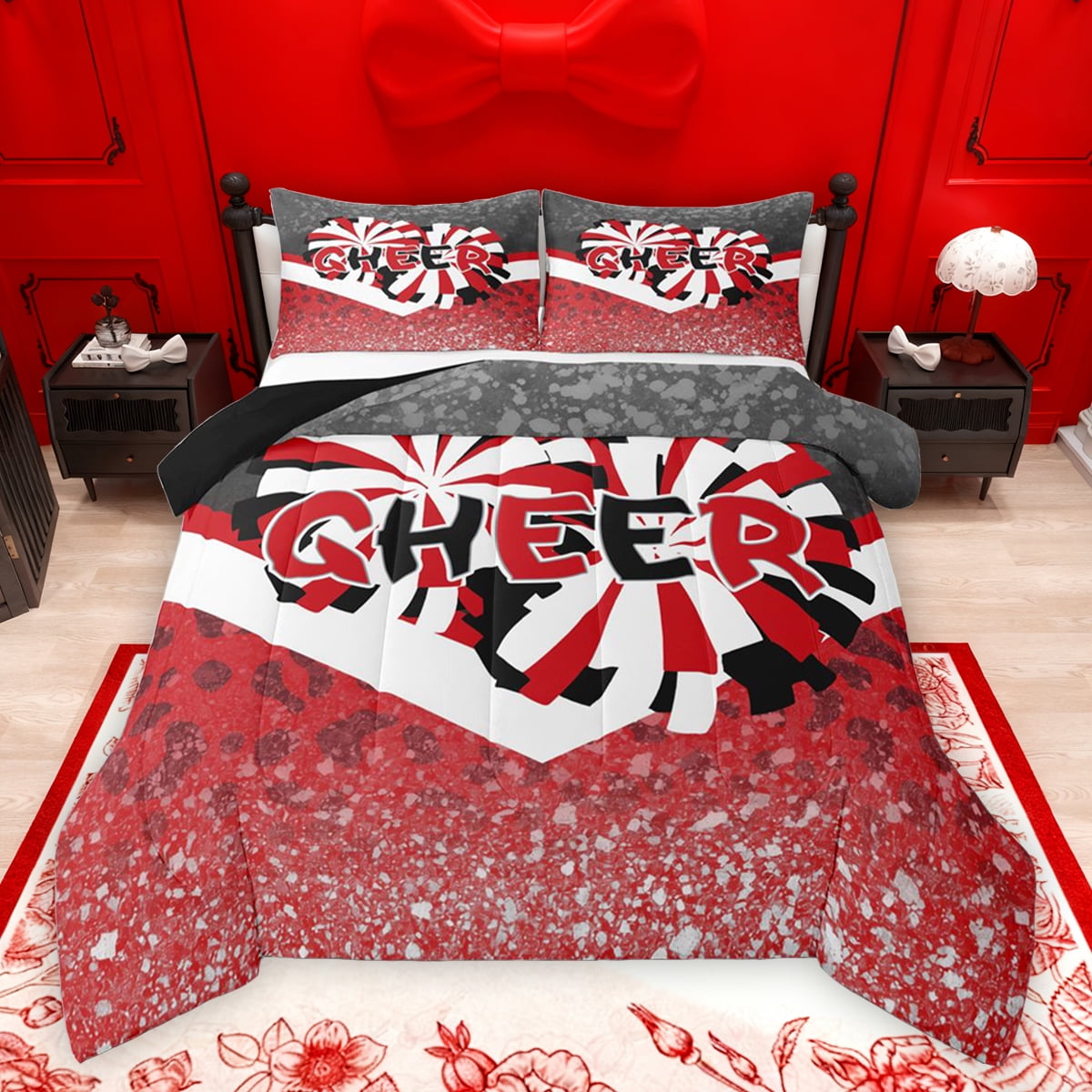 jejeloiu Cheer Sports Bedding Comforter Set,Chic Cheetah Pattern Twin ...