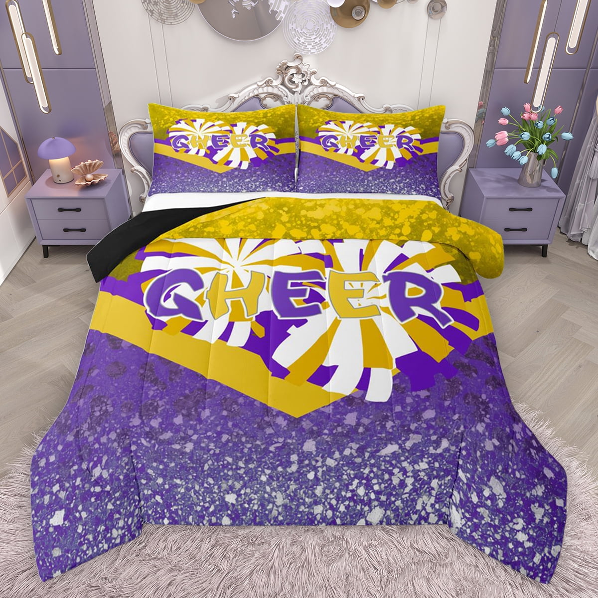 jejeloiu Cheerleading Cheerleader Full Size Comforter Sets,Cheer Lovers ...
