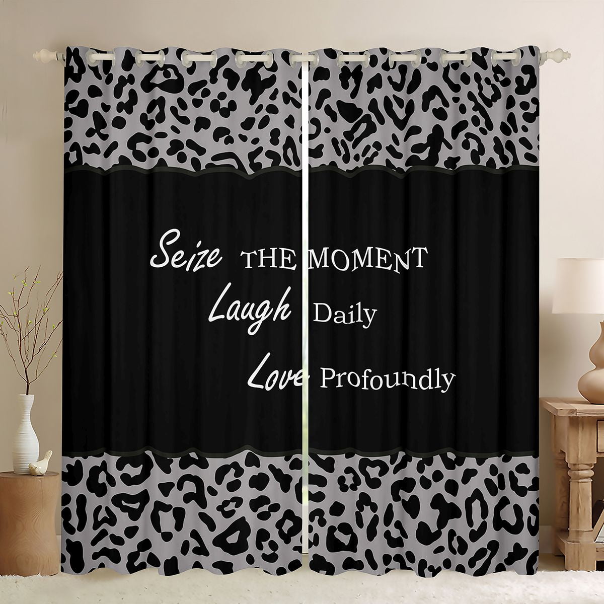 jejeloiu Chic Cheetah Pattern Black Out Curtains,Wildlife Animals ...