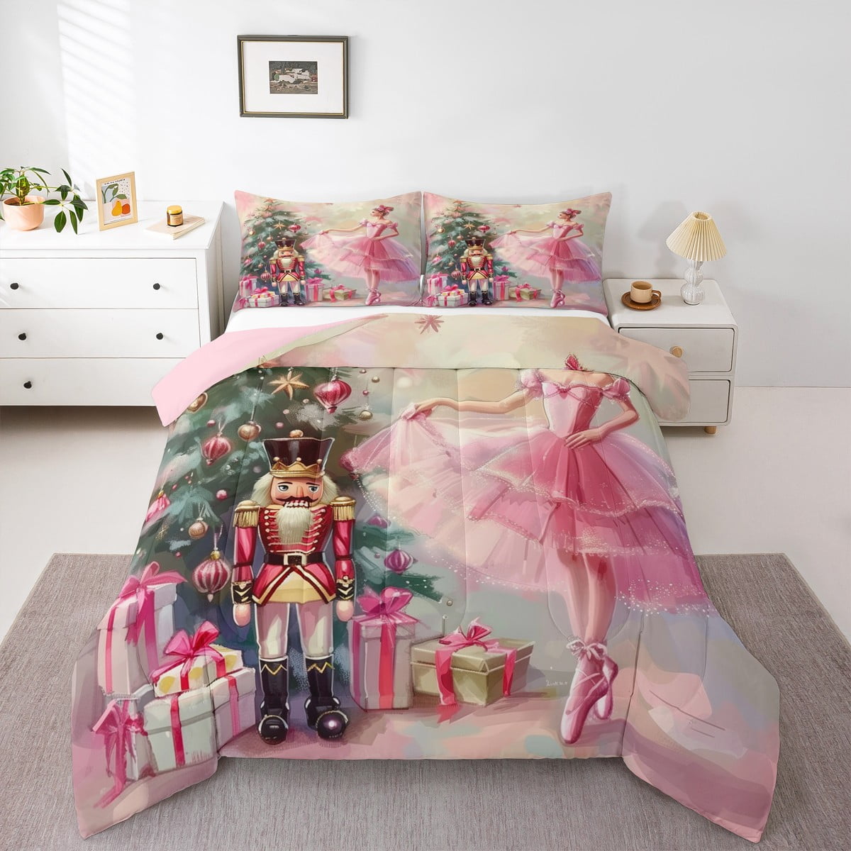 jejeloiu Chic Christmas Tree Twin Comforter Set,Ballerina Princess ...