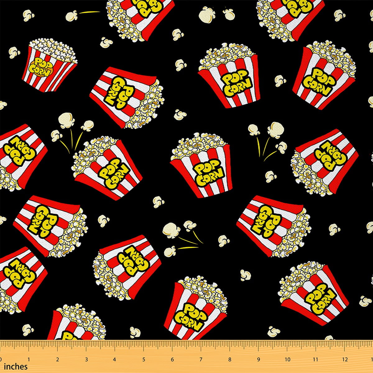 jejeloiu Cinema Popcorn Fabric by the Yard 1 Yard,Retro Movie Home ...