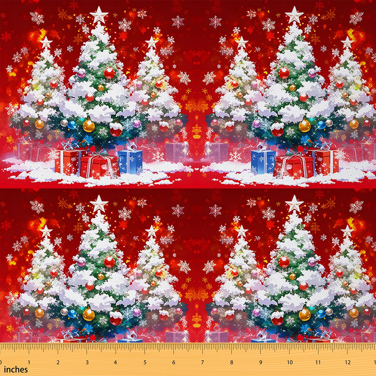 jejeloiu Colorful Christmas Tree Fabric by the Yard 1 Yard,Xmas Gifts ...