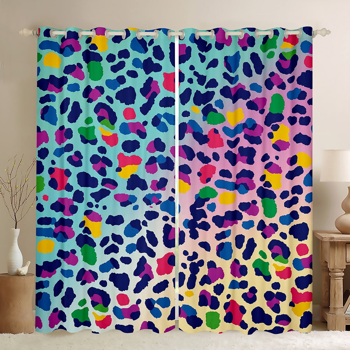 jejeloiu Colorful Leopard Pattern Black Out Curtains,Wild Cheetah ...