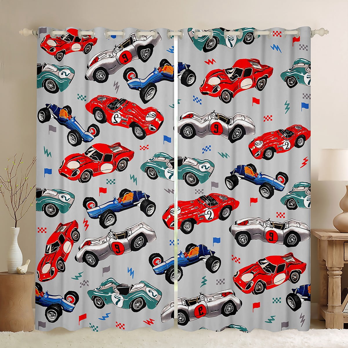 jejeloiu Colorful Racing Car Black Out Curtains,Extreme Sport Theme ...