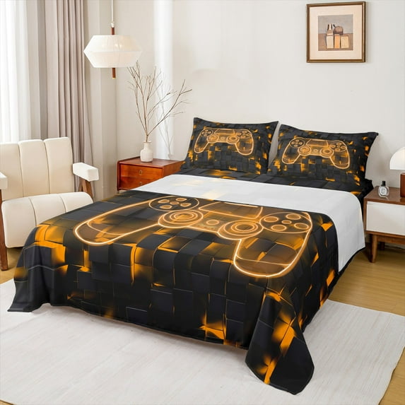 jejeloiu Console Gaming Gamer Bed Sheets,Modern Video Game King Sheets ...