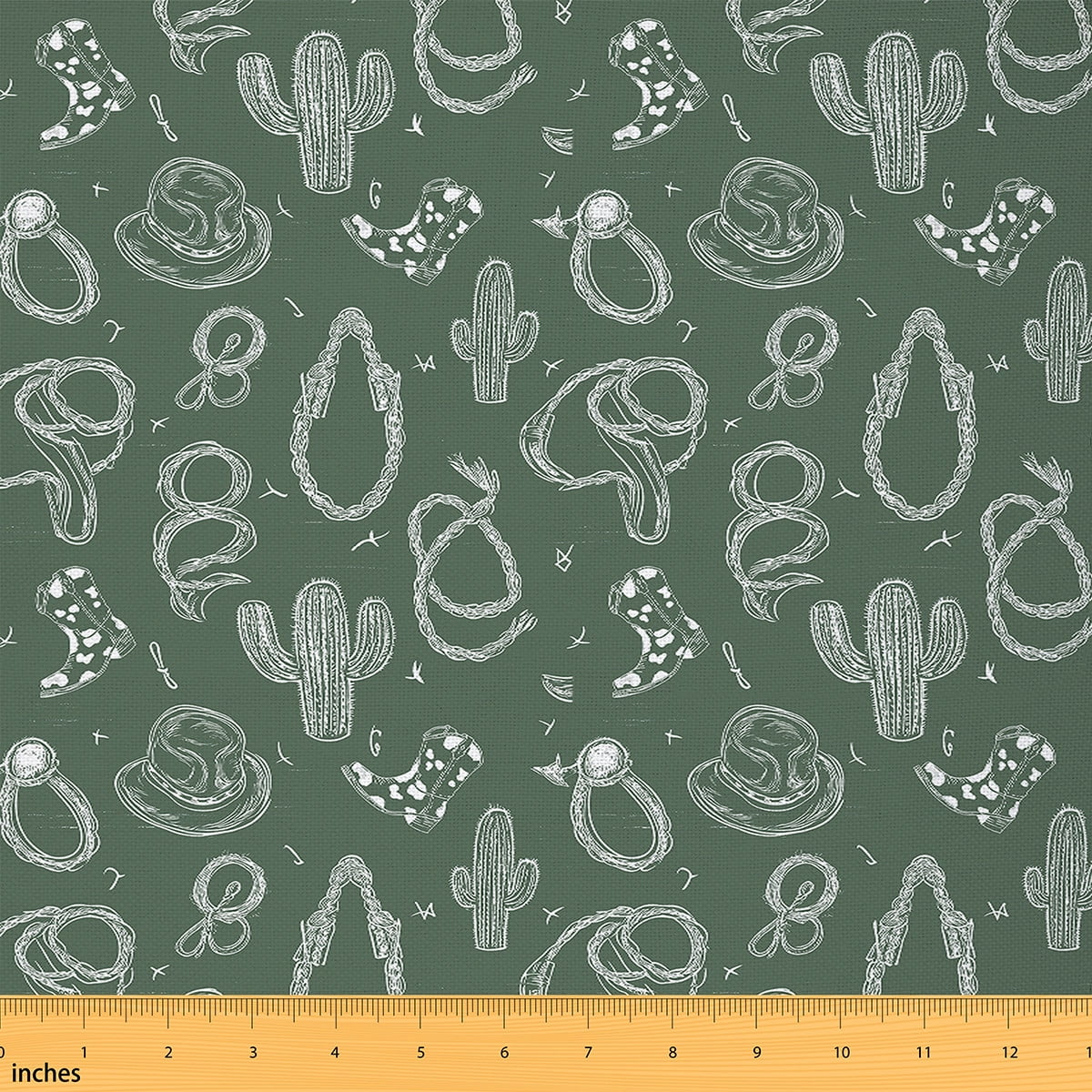 jejeloiu Cowboy Boot Hat Fabric by the Yard 1 Yard,Western Farmhouse ...