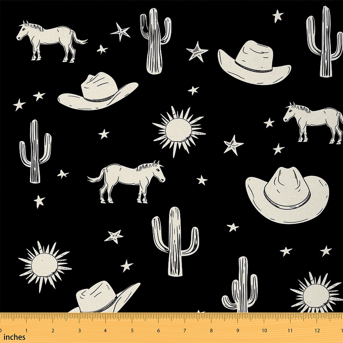 jejeloiu Cowboy Theme Fabric by the Yard 1 Yard, Southwestern Home ...