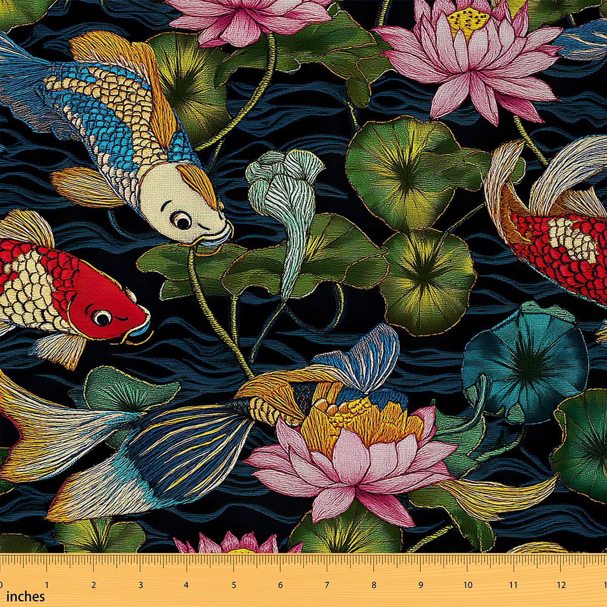 jejeloiu Cute Carp Goldfish Fabric by the Yard 2 Yards,Pink Lotus ...