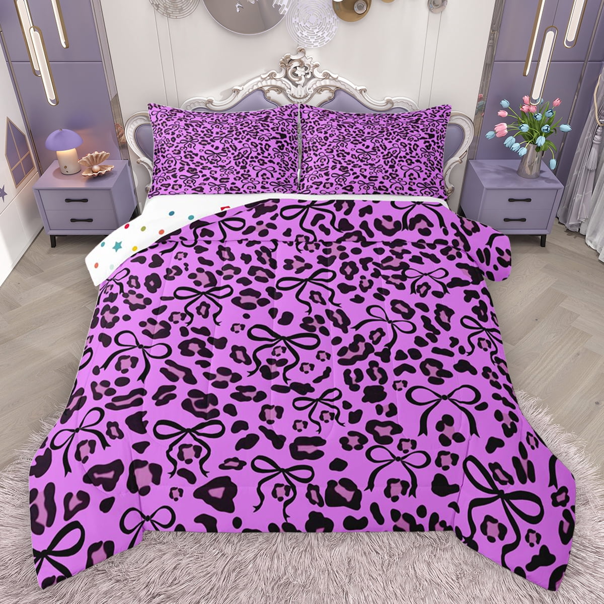 jejeloiu Cute Cartoon Bowknot Full Size Comforter Sets,Jungle Animal ...
