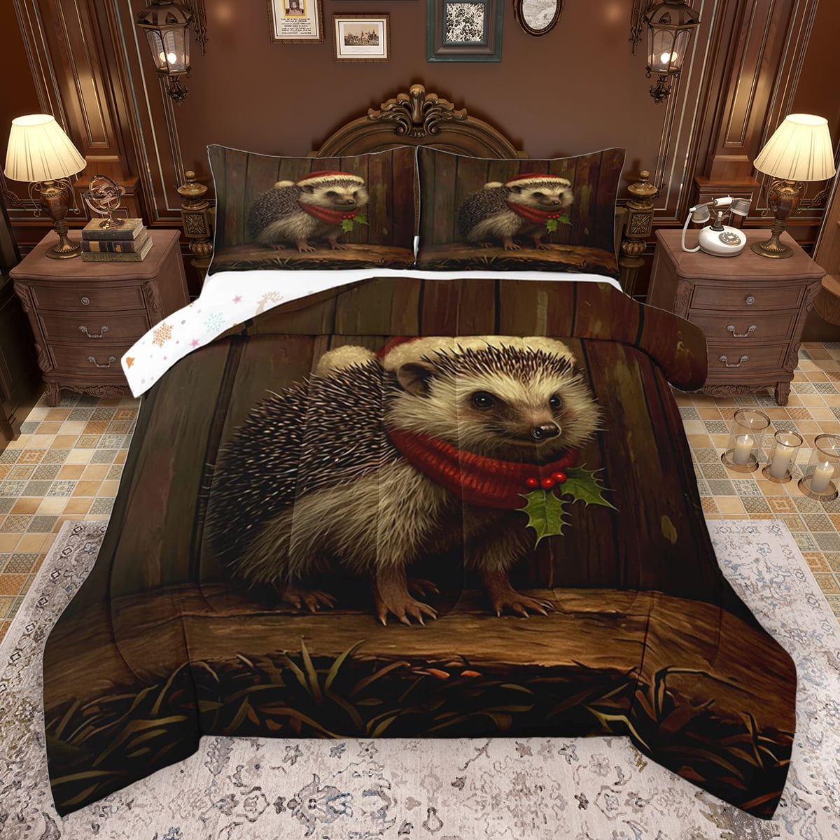 jejeloiu Cute Cartoon Hedgehog Queen Comforter Set,Wild Animal Bedding ...
