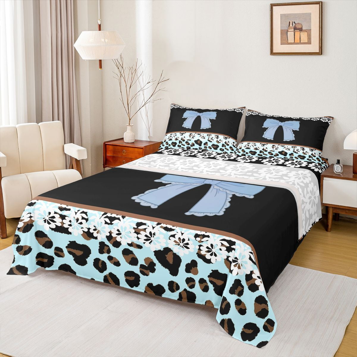 jejeloiu Cute Cheetah Pattern Bed Sheets,Wild Leopard Texture King ...