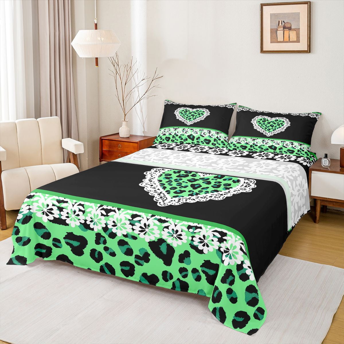 jejeloiu Cute Cheetah Pattern Queen Sheet Sets,Wild Leopard Texture ...