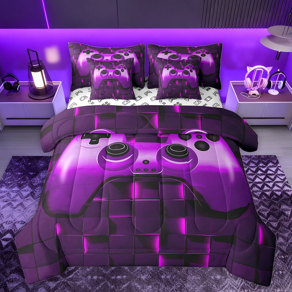 jejeloiu Cute Console Gamepad 7-Piece Bedding Comforter Set,Gamer ...
