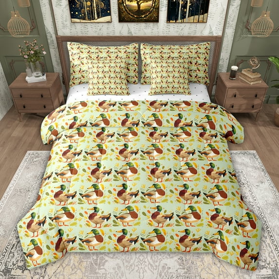 jejeloiu Cute Mallard Duck 7-Piece Twin Bedding Sets,Rustic Animals ...