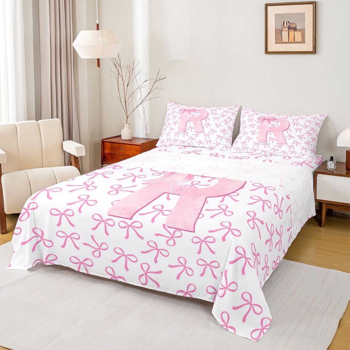 jejeloiu Cute Personalized Gifts Queen Sheet Sets,First Letter R Bed ...