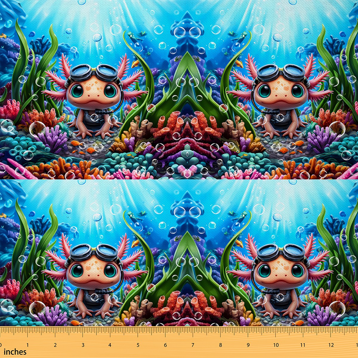 jejeloiu Cute Salamander Fabric by the Yard 1 Yard,Underwater Animal ...