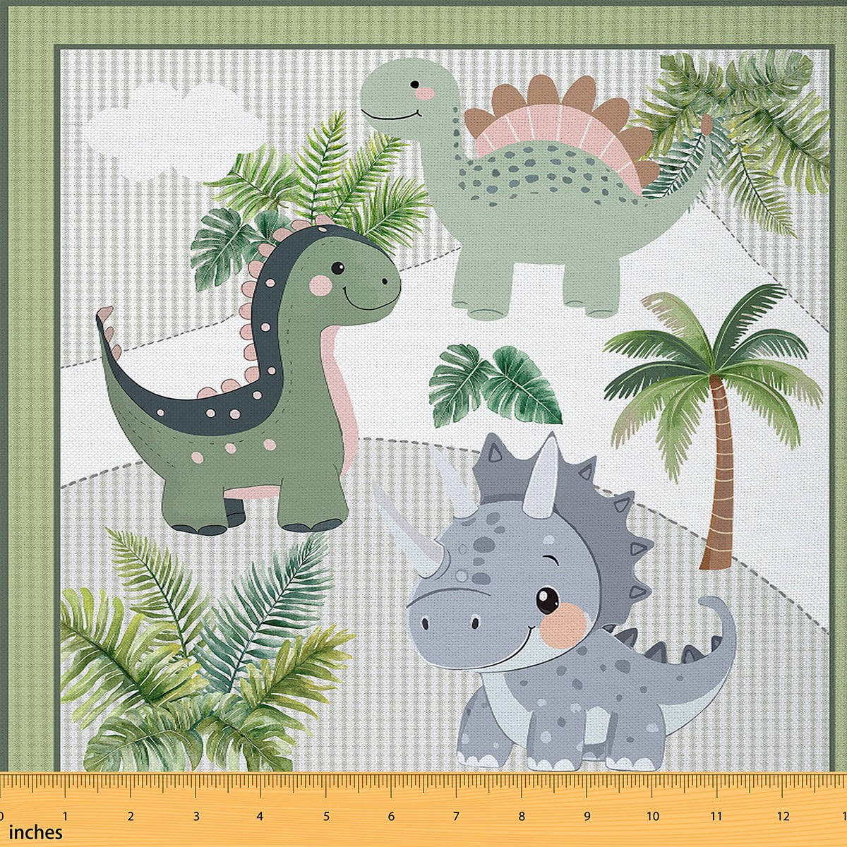 jejeloiu Cute Trike Fabric by the Yard 1 Yard,Jungle Animal Dinosaur ...