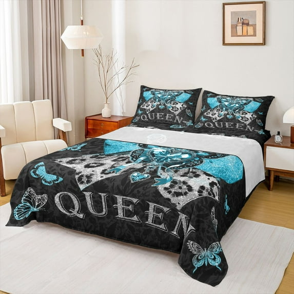 jejeloiu Cyan Diamond Queen Sheet Sets,Cartoon Bow Tie Flat Sheet ...