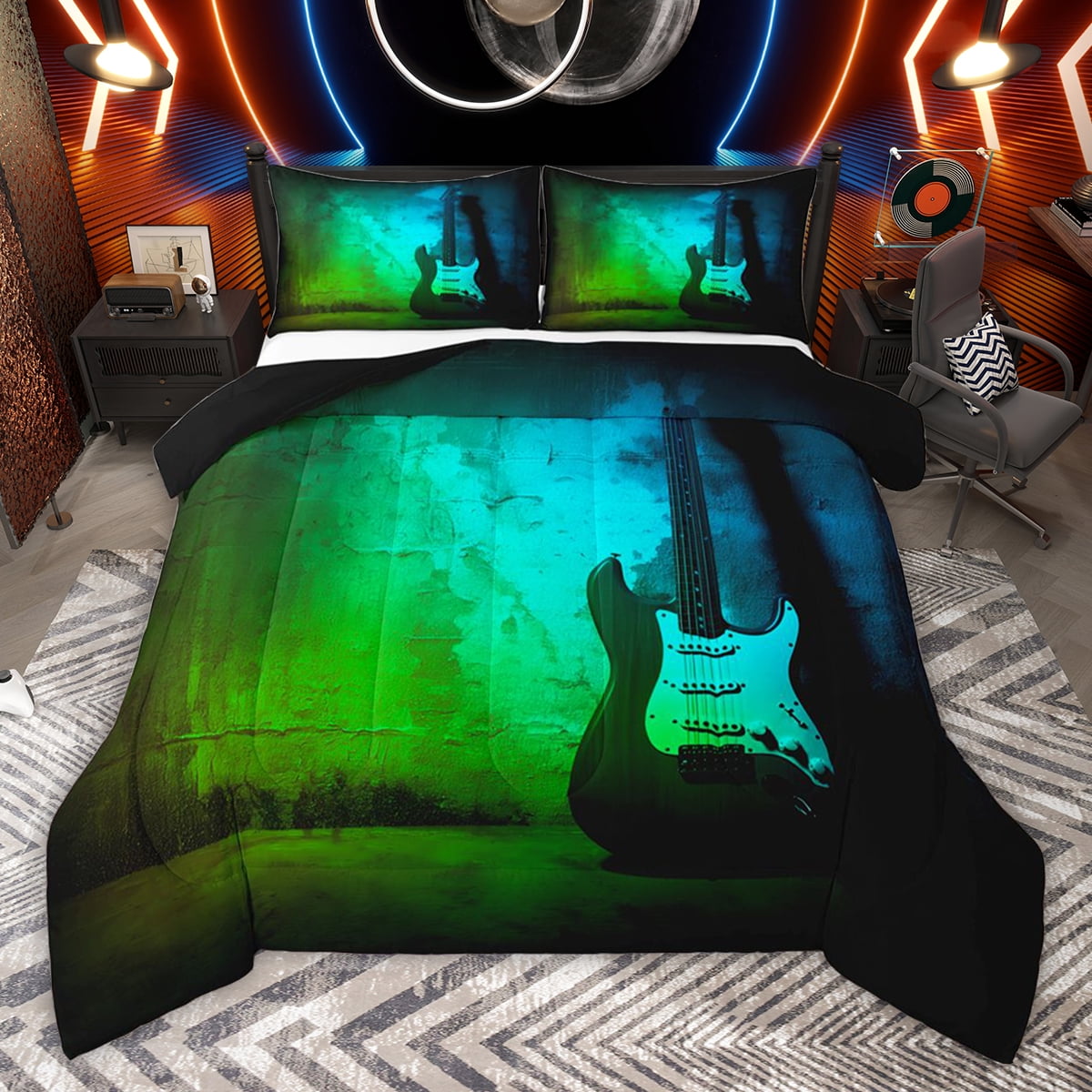 jejeloiu Electric Guitar Twin Comforter Sets,Music Theme Bedding Set ...